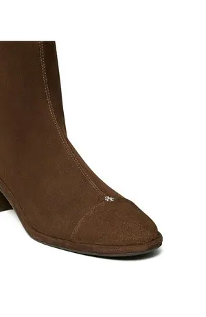 Tory Burch Cap-toe Leather Bootie - Dark Cocoa/dark Cocoa