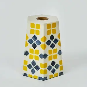 MELA ARTISANS Mosaic Inlay Candleholder - Marigold