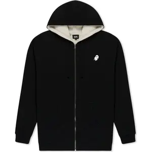DALIX Ghost Cozy Lined Zip Up Hoodie - Black