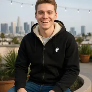 DALIX Ghost Cozy Lined Zip Up Hoodie