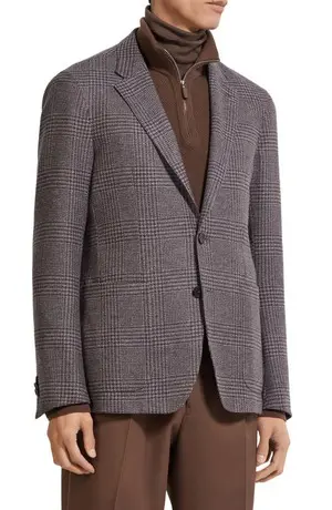 Zegna Trofeo Houndstooth Plaid Sport Coat - Grey/pink