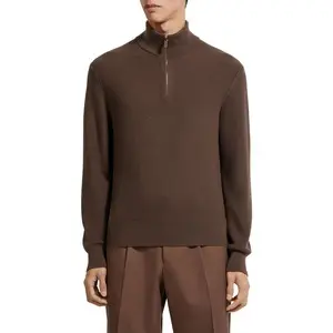Zegna Oasi Cashmere Jacquard Quarter-zip Sweater - Brown