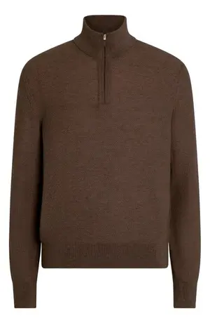 Zegna Oasi Cashmere Jacquard Quarter-zip Sweater - Brown