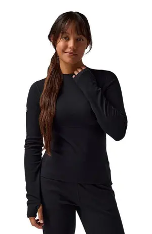 BACKCOUNTRY Cedars Rws Merino Midweight Baselayer Crew Top - Black