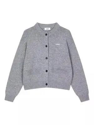 STUDIO TOMBOY Logo-embroidered Button-front Cardigan - Grey