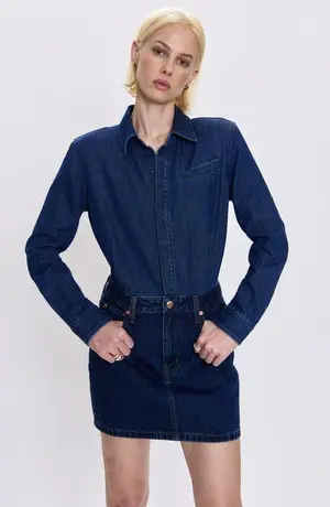 PISTOLA Pixie Long Sleeve Denim Minidress - Gemini