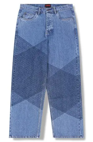 PLEASURES Grid Embroidered Baggy Jeans