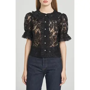 WAYF Clarisse Lace Top - Black