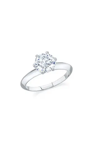CRISLU Brilliant Cut Cubic Zirconia Solitaire Ring - Pure Platinum/clear Stone