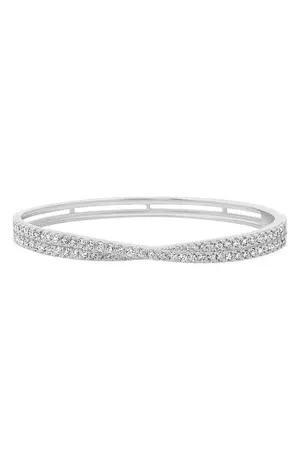 CRISLU Luminous Crossed Bangle - Pure Platinum/clear Stone