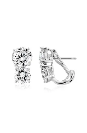 CRISLU Cubic Zirconia Stud Earrings - Pure Platinum/clear Stone