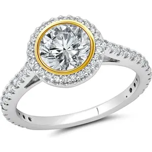 CRISLU Two-tone Halo Ring - Pure Platinum/clear Stone