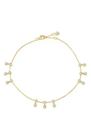 CRISLU Tri Bezel Anklet - 18kyg/clear Stone