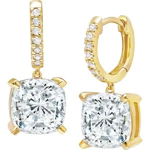 CRISLU Cubic Zirconia Drop Earrings - 18kyg/clear Stone