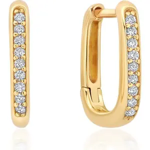 CRISLU Pavé Square Huggie Hoop Earrings - 18kyg/clear Stone