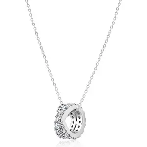 CRISLU Grace Rolling Cubic Zirconia Pendant Necklace - Pure Platinum/clear Stone