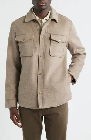 Nordstrom Wool Blend Shirt Jacket - Oatmeal Heather