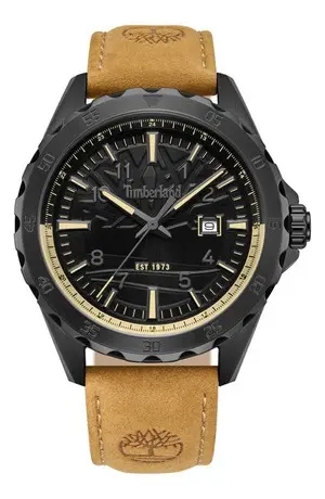 Timberland Day Pond Leather Strap Watch - Tan