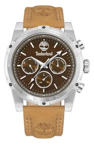 Timberland Stonington Chronograph Leather Strap Watch - Tan