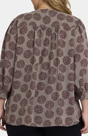 NYDJ Bonnie Print Georgette Button-up Top - Valenton