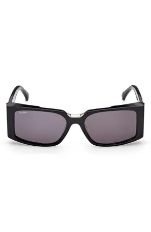 Max Mara Spark 54mm Rectangular Sunglasses - Black/pale Gold/smoke