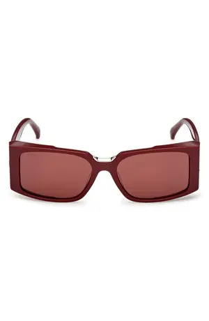 Max Mara Spark 54mm Rectangular Sunglasses - Bordeaux/gold/marsala Wine