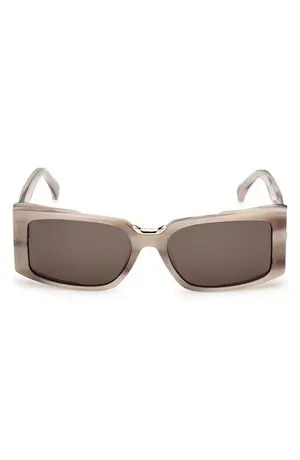 Max Mara Spark 54mm Rectangular Sunglasses - Feather Grey/gold/mud Smoke