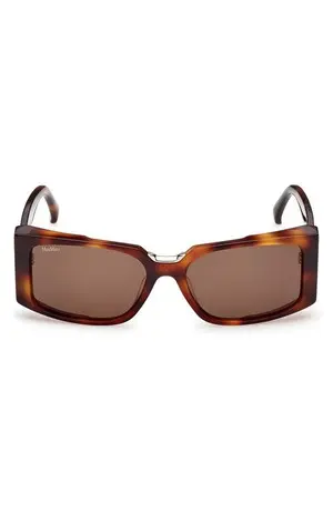 Max Mara Spark 54mm Rectangular Sunglasses - Havana/pale Gold/brown