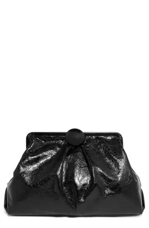 AIMEE Extra Large Full Circle Frame Clutch Black Crinkle