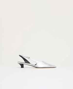 MANSUR GAVRIEL Anna Kitten Heel - Crinkled Silver