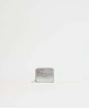 MANSUR GAVRIEL Zip Card Case Crinkled Silver