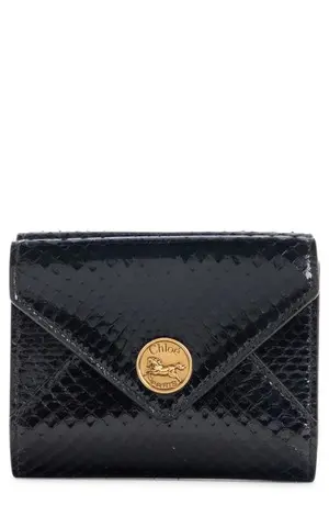 Chloé Leather Envelope Trifold Wallet - Black