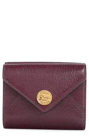 Chloé Leather Envelope Trifold Wallet - Grenat