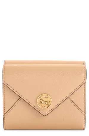 Chloé Leather Envelope Trifold Wallet - Light Tan
