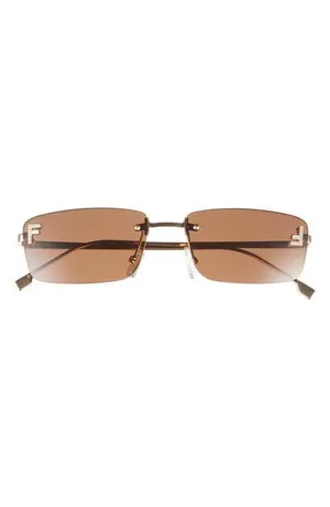 Fendi 54mm Rimless Rectangular Sunglasses - Gold/brown