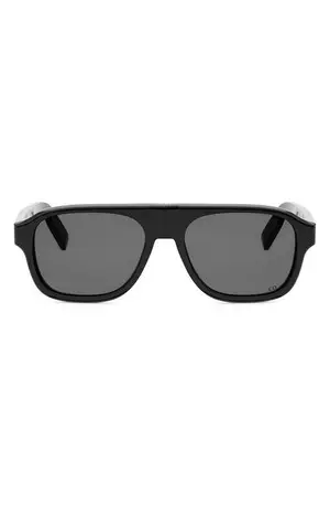 Dior Cd Icon A1i 55mm Gradient Pilot Sunglasses - Shiny Black/smoke