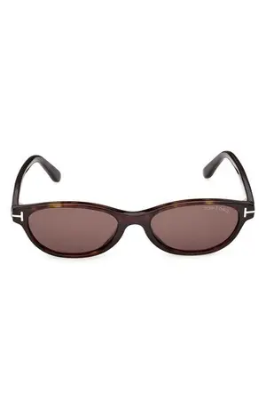 TOM FORD Oval Sunglasses - Havana /chocolate Brown Lens