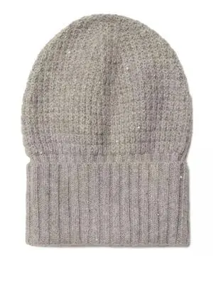 Fabiana Filippi Sequin-embellished Ribbed Beanie - Grey