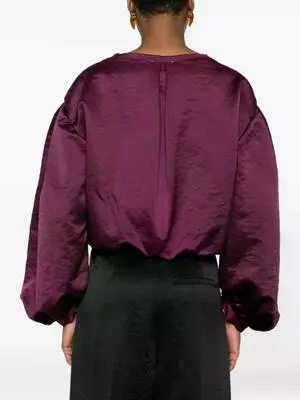 FORTE_FORTE Balloon-sleeve V-neck Top - Red