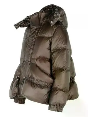 Sacai Quilted Down Jacket With Removable Hood - Brown