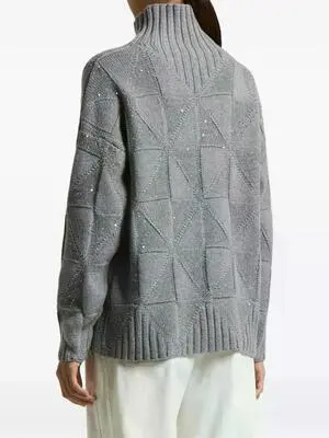 Peserico Geometric-pattern Sequin-embellished Sweater