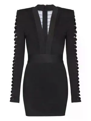 Balmain V-neck Mini Dress With Cut-out Sleeves