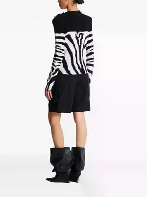 Balmain Zebra-pattern Padded-shoulder Sweater