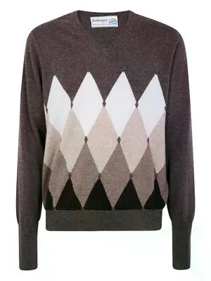 BALLANTYNE Diamond-pattern Cashmere Sweater - Brown