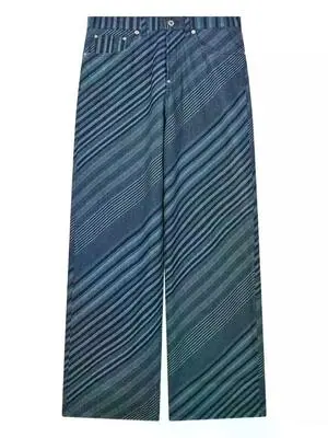 Kenzo Diagonal Stripe Cotton Trousers - Blue