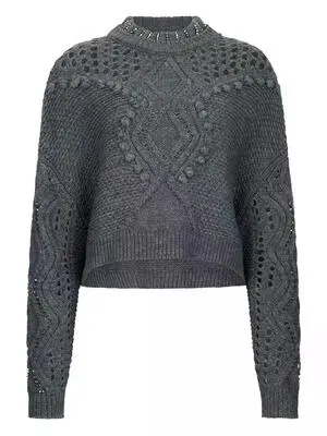Liu Jo Embellished Openwork-knit Sweater