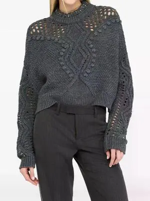 Liu Jo Embellished Openwork-knit Sweater