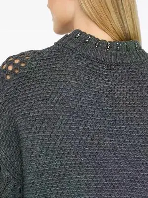 Liu Jo Embellished Openwork-knit Sweater