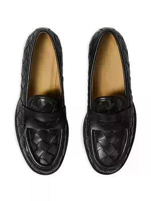 SCAROSSO Woven-leather Loafers - Black