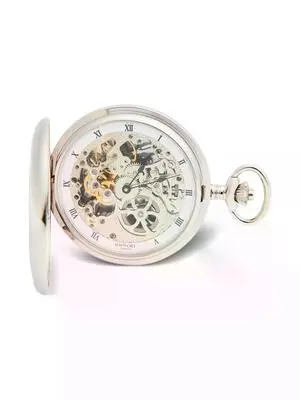 RAPPORT LONDON Skeleton Double Hunter Pocket Watch - Silver